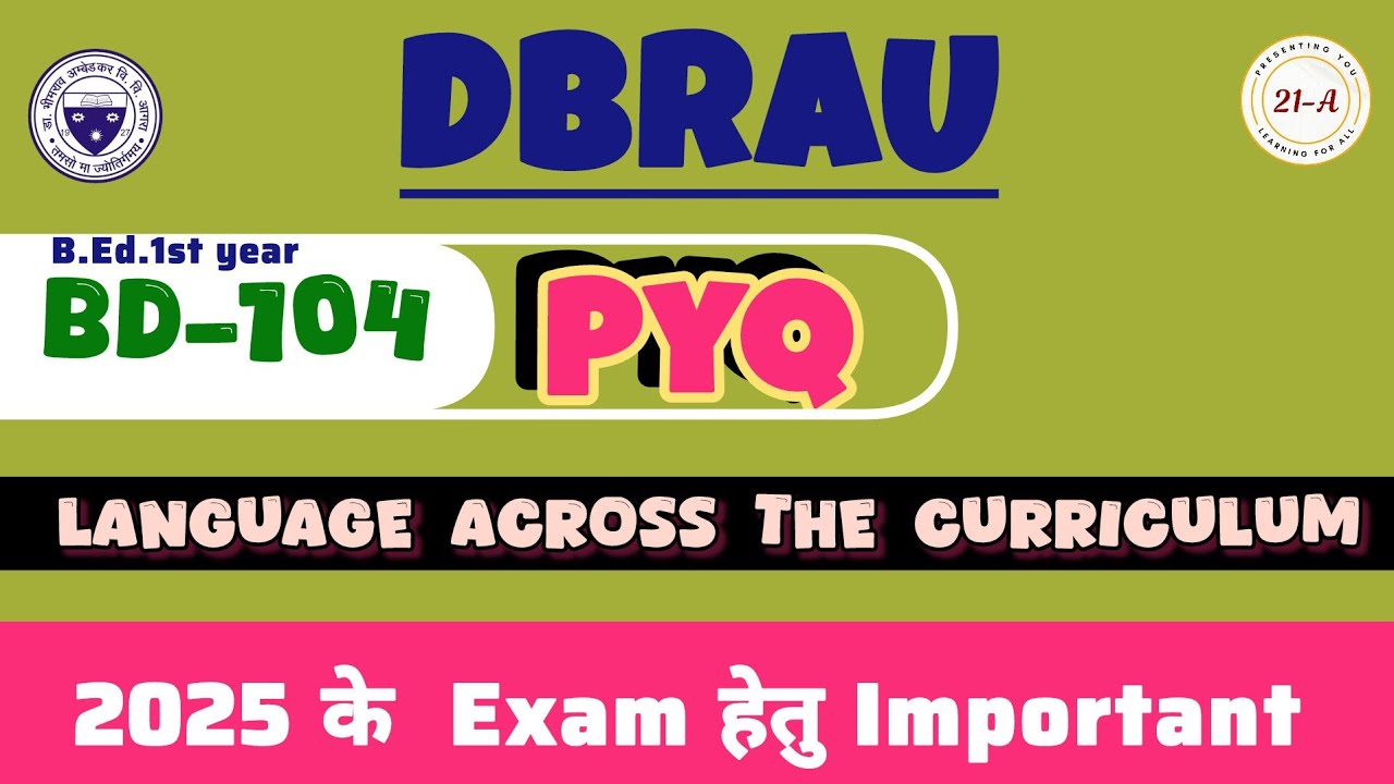 DBRAU BD104 Language Across the Curriculum IMPORTANT PYQs 🎯🎯 - YouTube