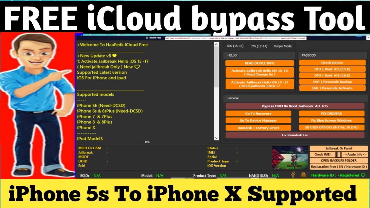 iCloud Bypass Tool 🔥 2025 | iPhone 5s To iPhone X Support | Hello Screen Bypass | Backup Restore ...