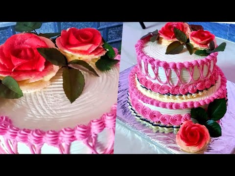 Two step cake design||flower Cake decoration ideas|| cake cake ||# ...