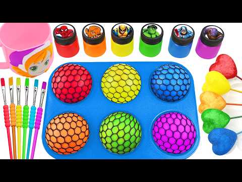 Satisfying Video l How I Make Rainbow Stress Balls FROM Lollipop Princess Cup Sounds & Cutting ASMR