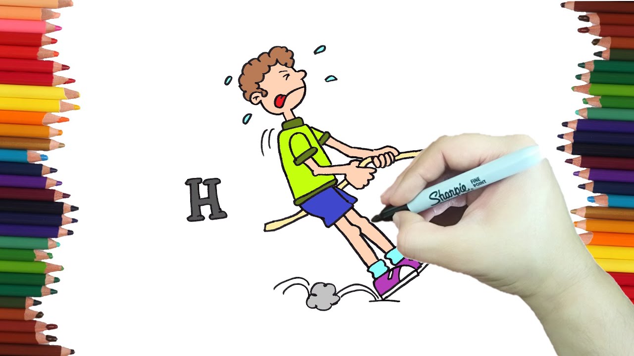 👶 🧑 🧒 Dibujando un NIÑO HALANDO - Dibujos con la H - Dibubaron Speed ...