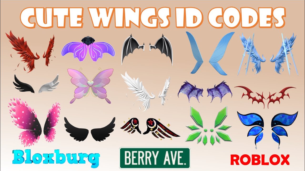 Cute Wings ID Codes & Links [] Brookhaven, Bloxburg, Berry Avenue ...