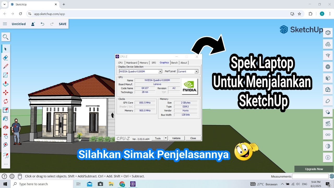 Spesifikasi Laptop Untuk Menggunakan SketchUp Gratis || Simak ...