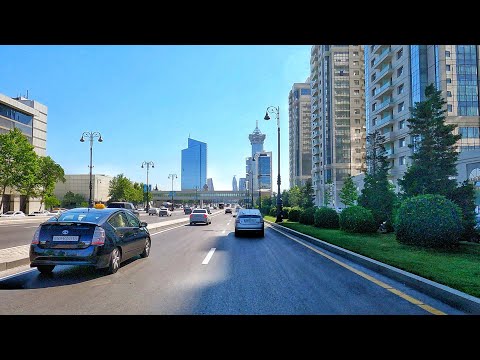 Musiqi sədasıyla Bakının gözəl küçələri 4k Avto Tur (12 İyun 2021) Baki Yollari, Kuceleri - Driving