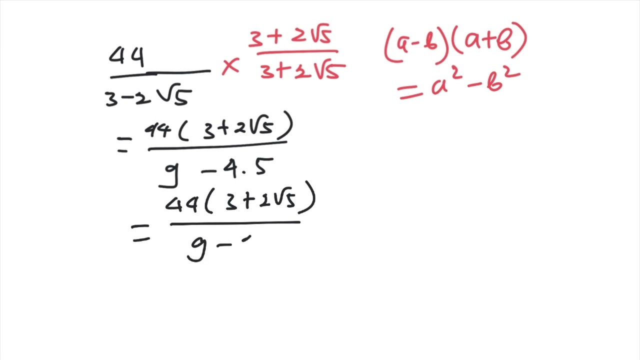 Bilangan 44/3-2 akar 5 dapat dirasionalkan menjadi - YouTube