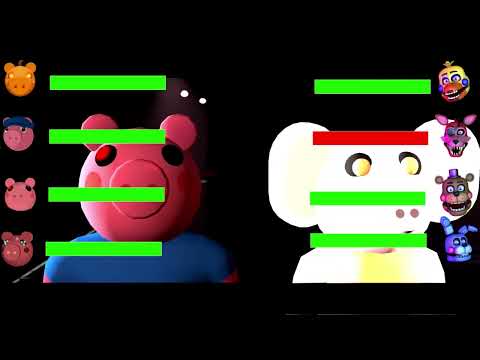 Five Nights At Freddy's Rockstar Animatronics Vs Roblox Piggy WITH HEALTH BARS