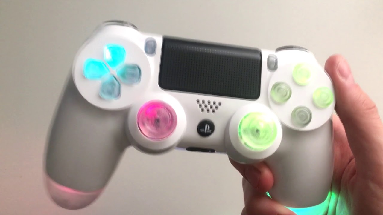 Gloss White RGB Rainbow LED's Ps4 Controller - YouTube