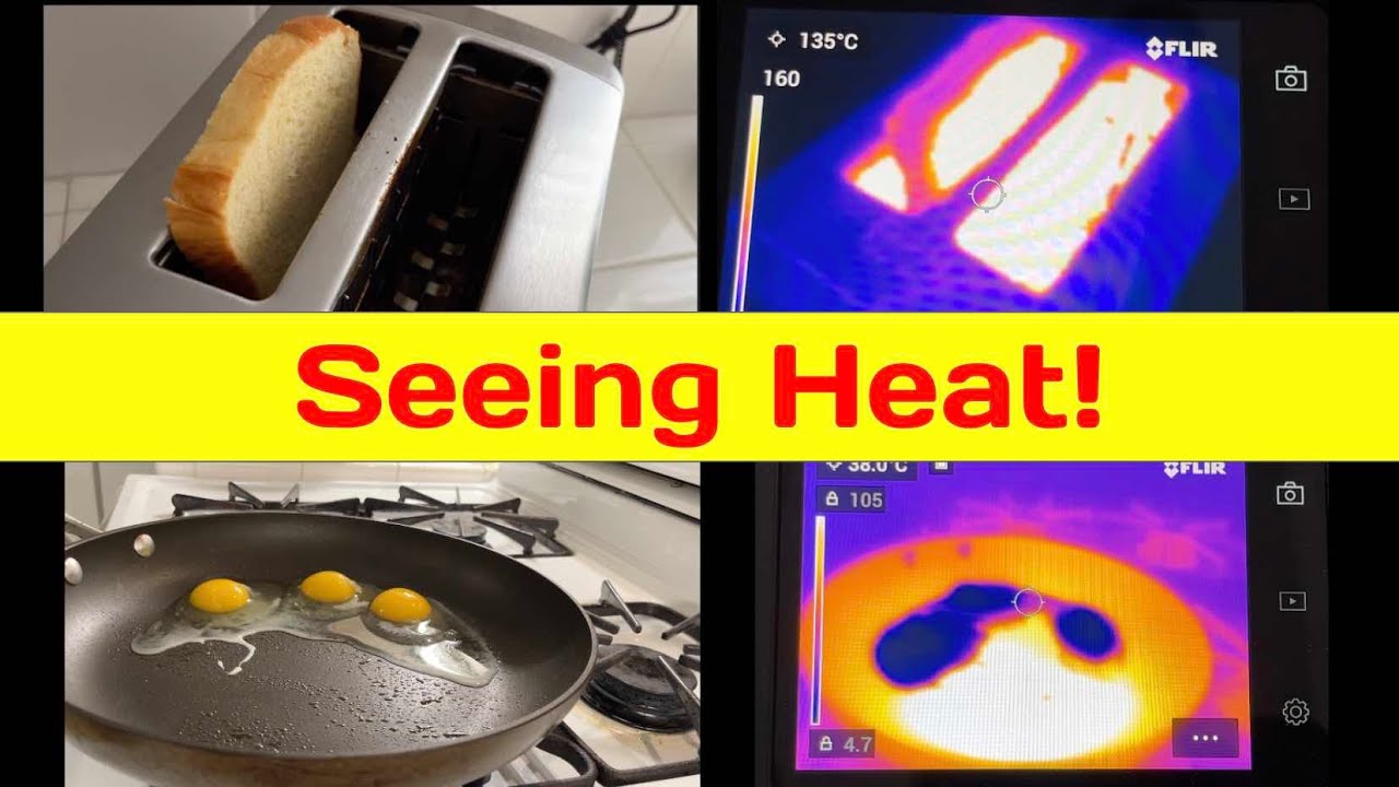Seeing Heat! Thermal Video Compilation - Eggs cooking, toast, corndog ...