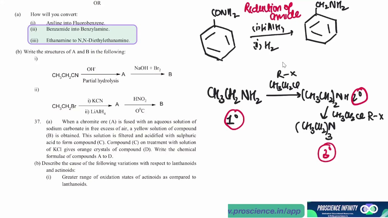 how will you convert . (i)Aniline into fluorobenzene .(ii) Benzamide ...