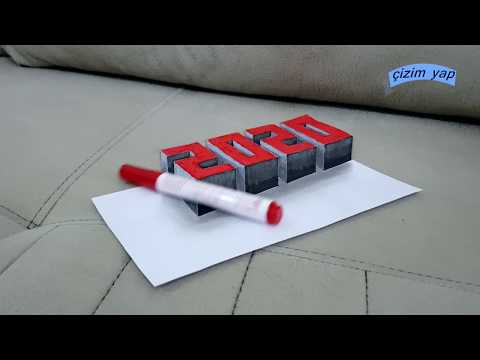 2020 3d drawing / how to 2020 3d / 2020 3d çizimi #211