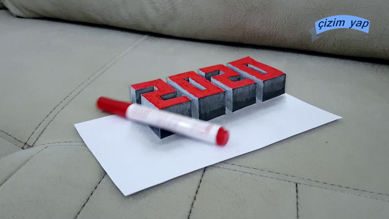 2020 3d drawing / how to 2020 3d / 2020 3d çizimi #211 - YouTube