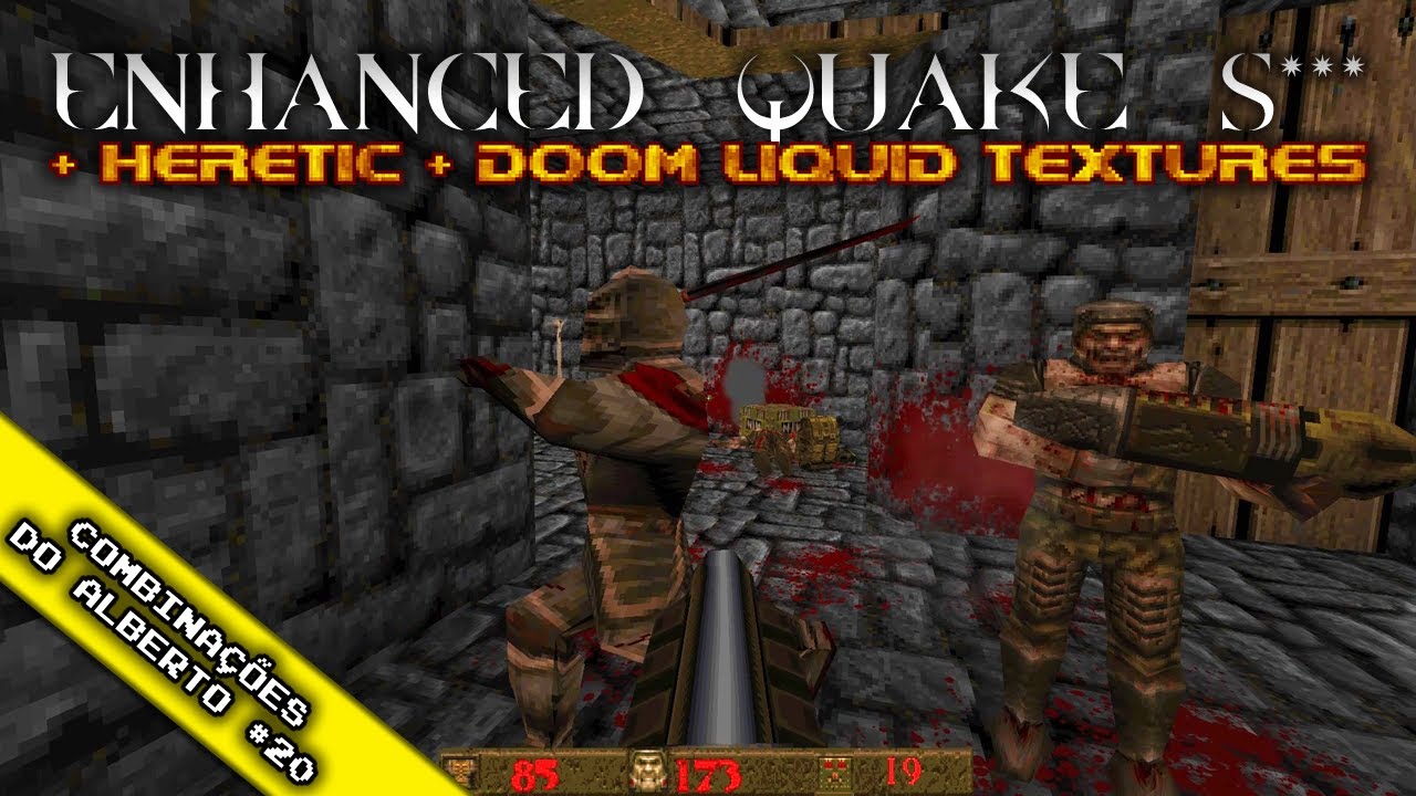 Enhanced Quake S*** + Heretic E1M1 to Map 01 + Doom Liquid textures ...
