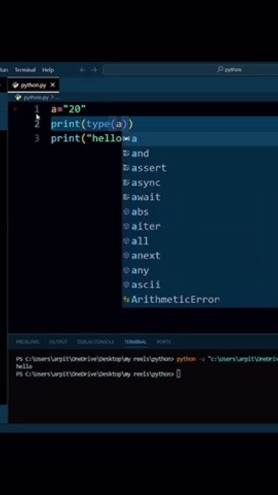 How To Use Type Function In Python Codeing Pythonprogramming Pythontutorial India Shorts