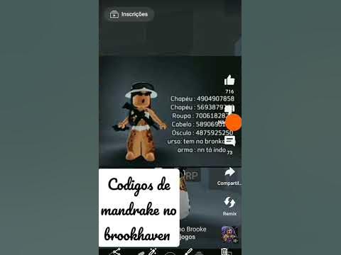 codigos de mandrake no brookhaven feminino e feminina/espero que gostem - YouTube