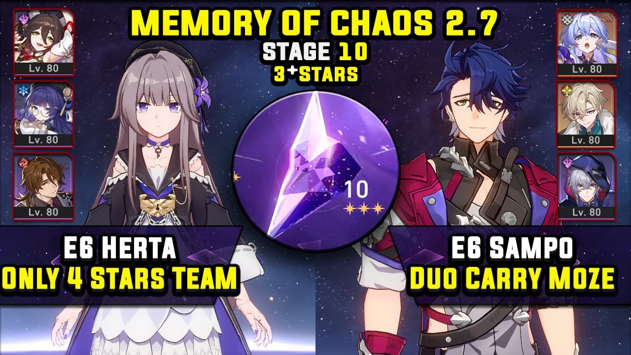 E6 Herta F2P Hypercarry & E6 Sampo Carry W/ Moze (3 Stars) Memory Of ...
