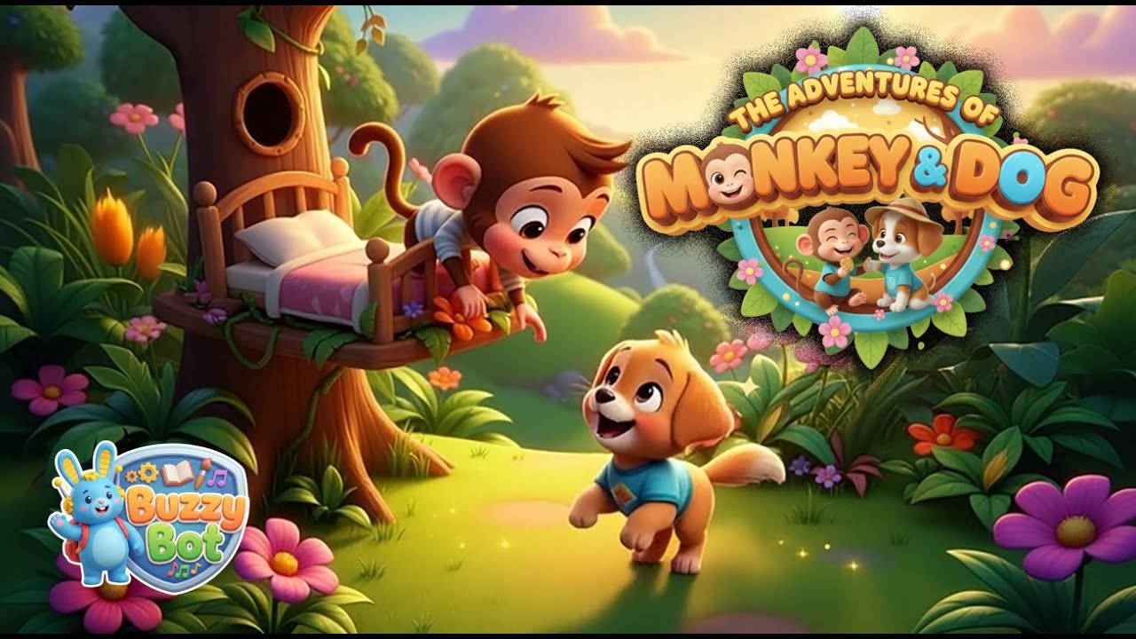 Buzzy Bot - The Adventure of Monkey & Dog | Musical Rhyme for Kids # ...