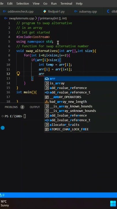 C Program To Swap Alternative In An Array #swap #alternative #array #code #program #c - YouTube
