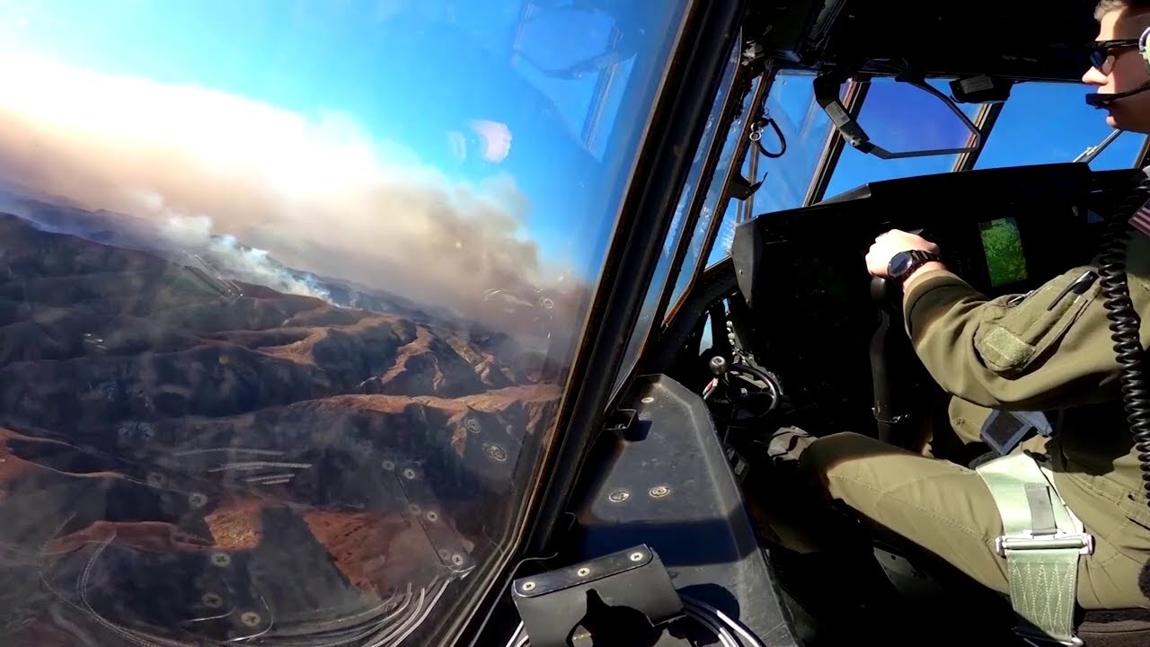 Cockpit view shows crews battling LA area fire from the air - YouTube