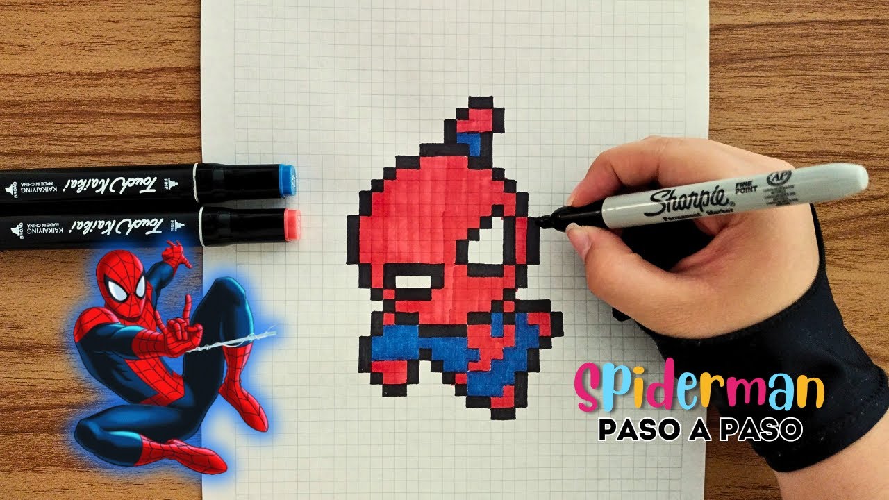 Como dibujar a SPIDERMAN en PIXEL ART – Tutorial paso a paso #spiderman ...