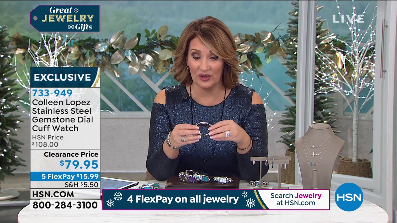 Colleen Lopez Stainless Steel Gemstone Dial Tubogas Cuff... - YouTube