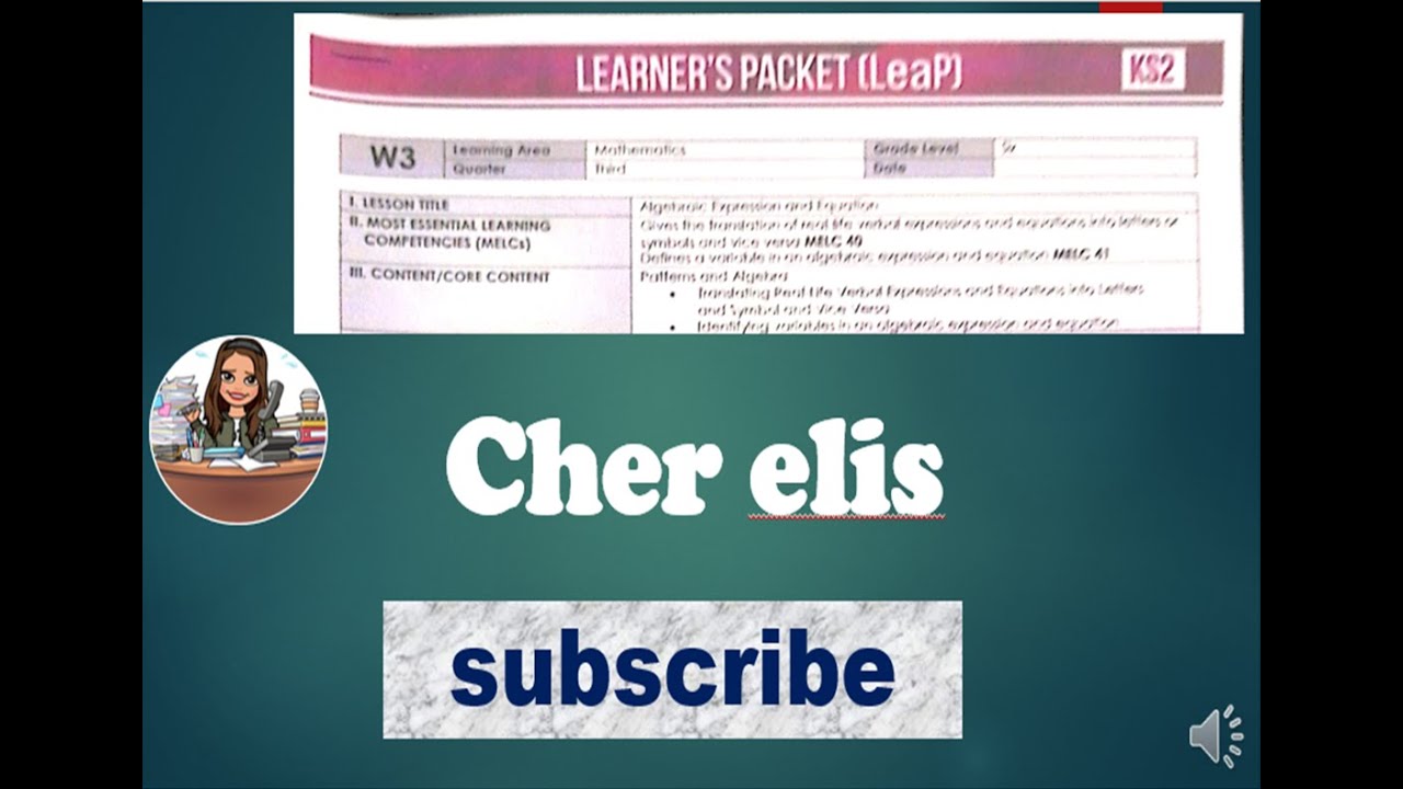 MATH 6 QUARTER 3 WEEK 3 ALGEBRAIC EXPRESSION AND EQUATION - YouTube