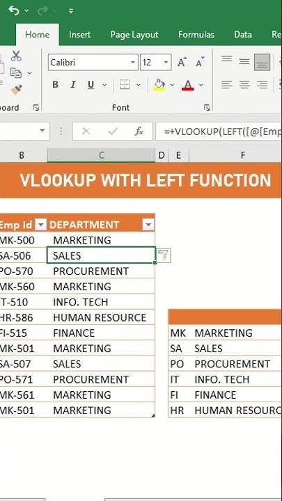 Vlookup with left function #excel #exceltricks #exceltutorial #exceltips #shorts #youtubeshorts ...
