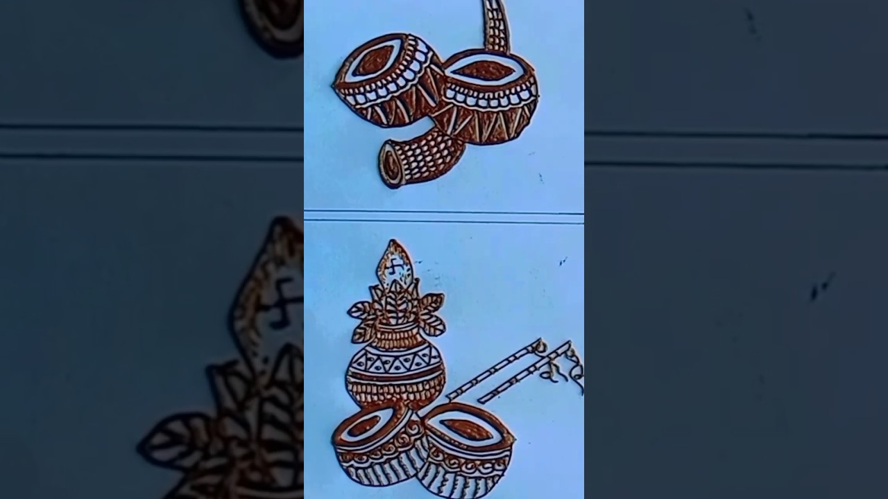 How to: simple Dhol Kalash 🔥 bansuri mehndi designs//Heena mehndi \\# ...