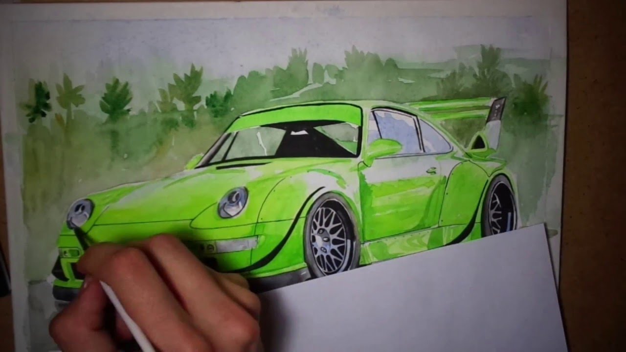 DRAWING PORSCHE 911 RWB. part 2. - YouTube