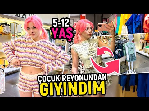 BİR GÜN BOYUNCA ÇOCUK REYONUNDAN GİYİNDİM ! #24saat