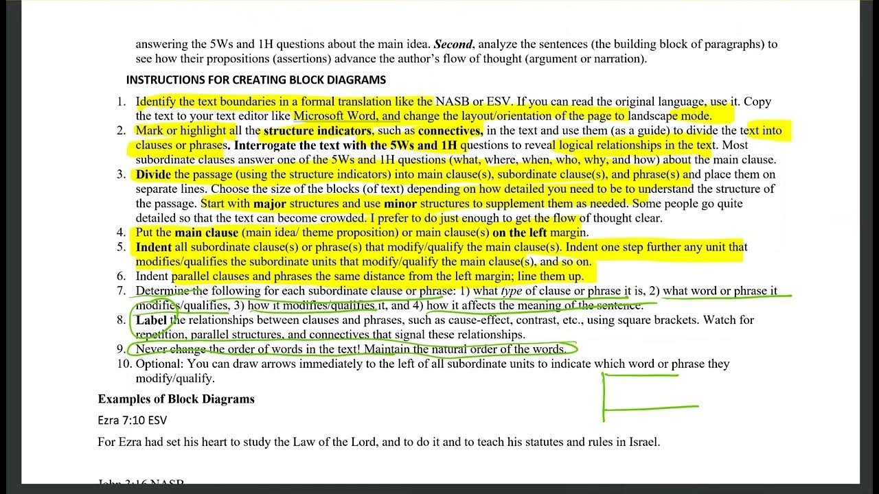 How to structure or block diagram a Bible text - YouTube