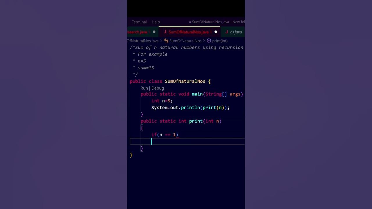 Sum Of Natural Numbers Using Recursion Dsa Recursion Java Coding