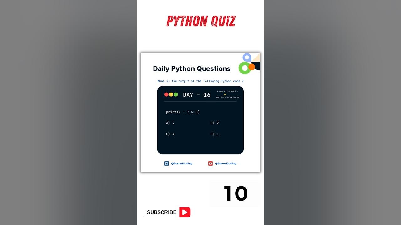 Python Coding Challenge Day - 16 | What is the output of the following Python Code? #python # ...