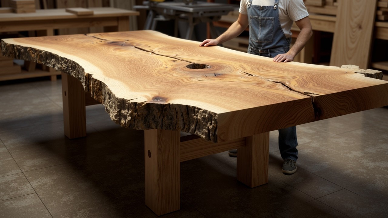 Massive Live Edge Wood Table Build with Amazing Skills// Creating a ...