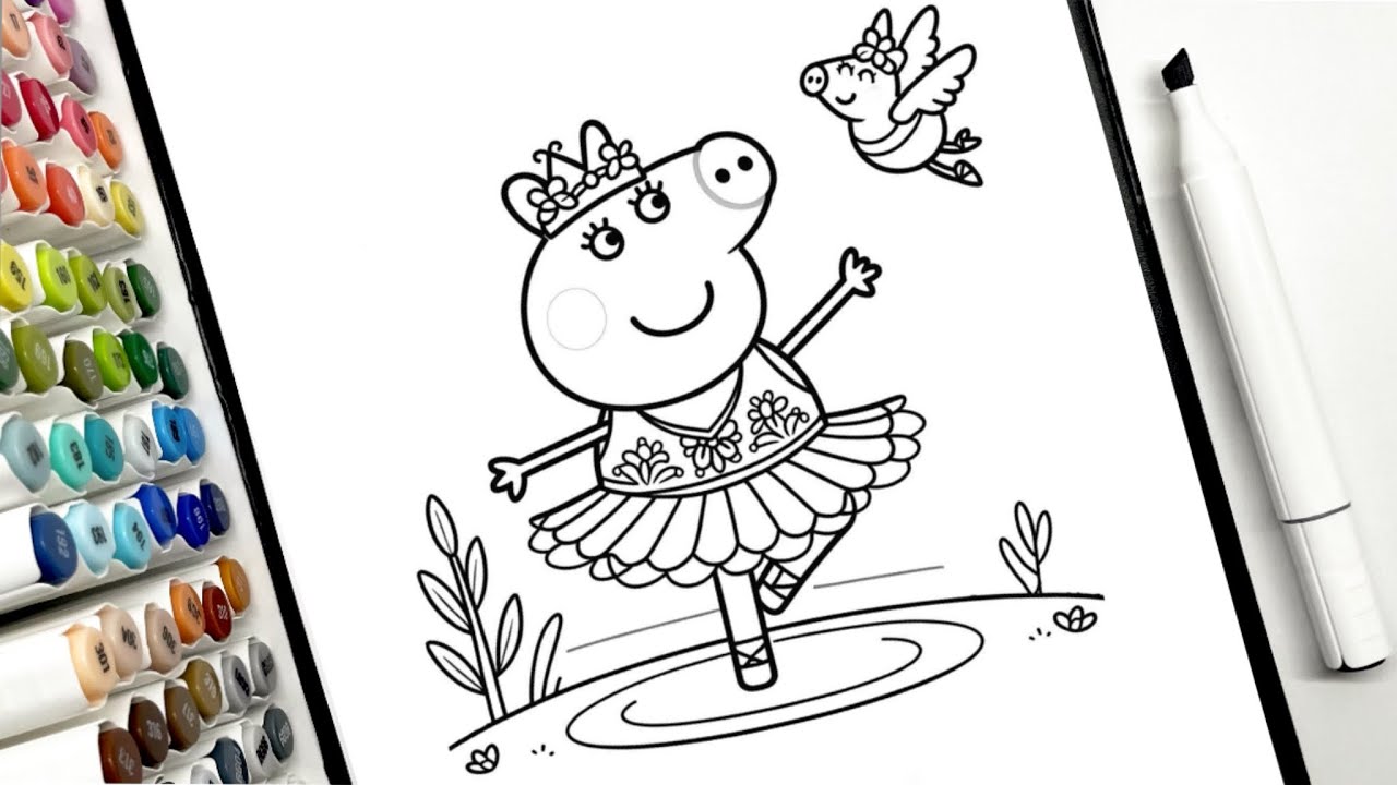 Peppa Pig Ballerina Coloring | Coloring Videos for Kids #coloring # ...