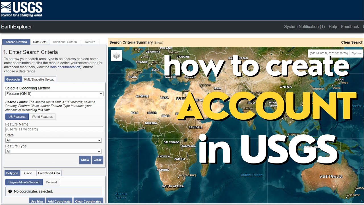 How to create an account in USGS earth explorer - YouTube