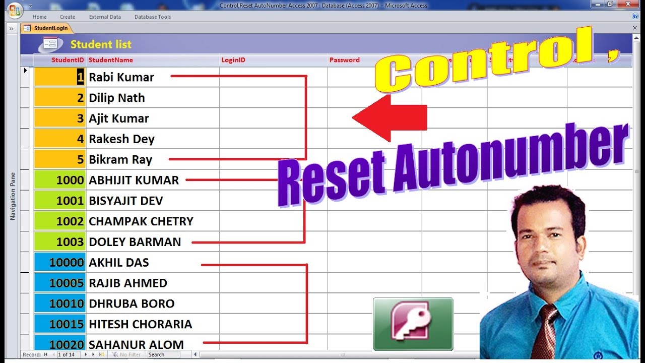 Control Reset Autonumber In Access 2007 Youtube