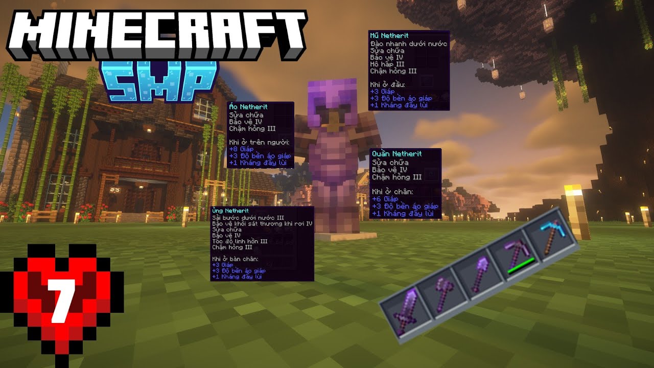 Minecraft SMP Tâp 7 Cày Lại Đồ Netherite - YouTube