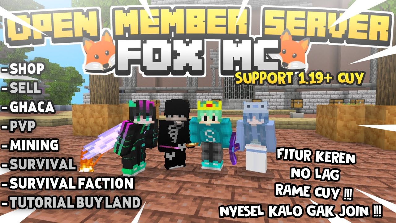 OPEN MEMBER SERVER MINECRAFT PE ON 24 JAM !!! SURVIVAL ONLY VERSI 1.19+ - 1.19.51 | FOX MC - YouTube