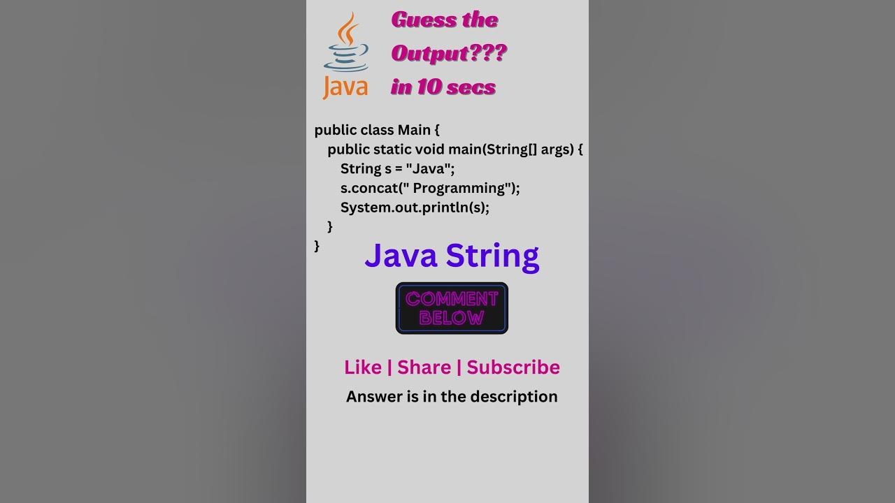 What Is The Value Of S Java Strings Javainterviewquestions Javashorts Youtube