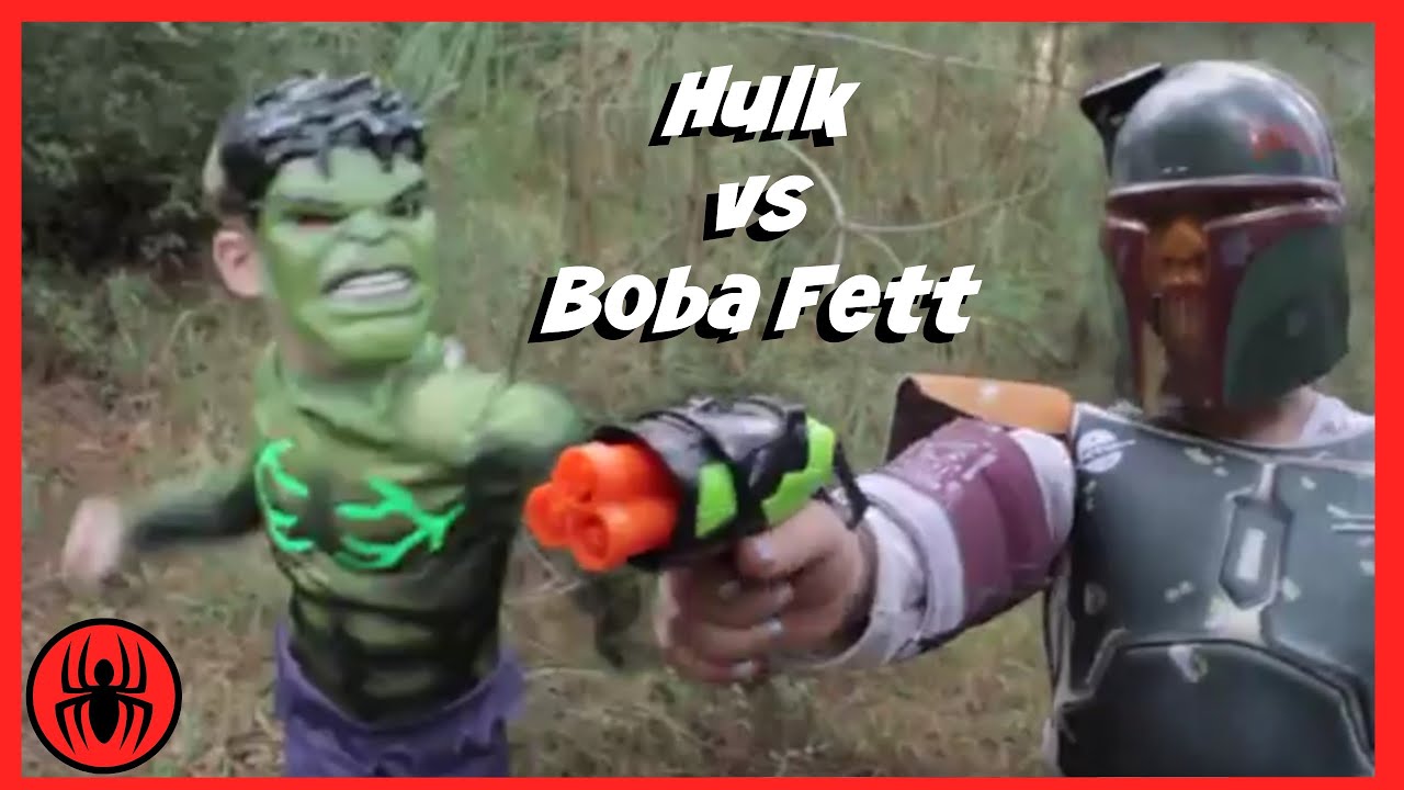 Little Heroes Hulk vs Boba Fett Real Life Superheroes Battle STAR WARS ...
