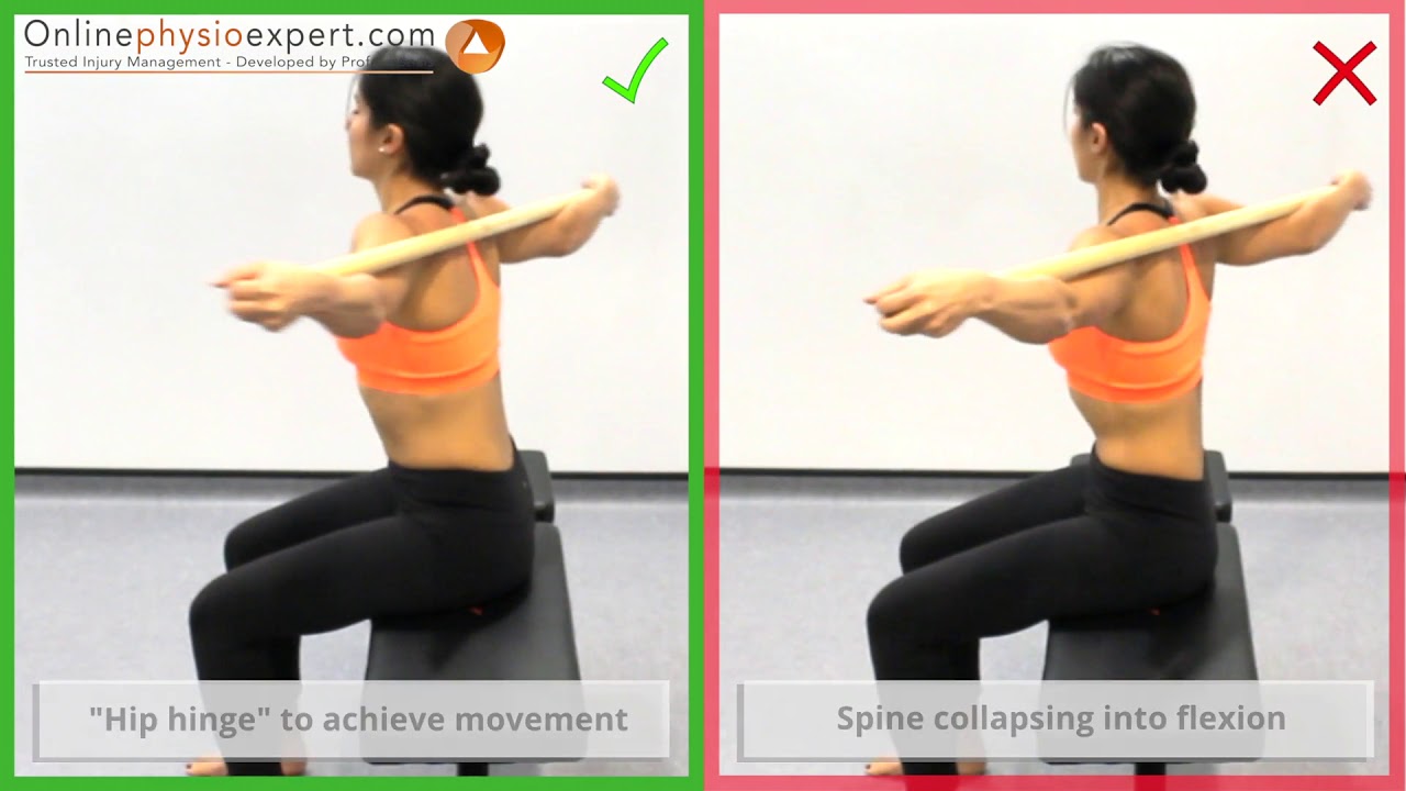 Seated good mornings lumbar extension + rotation strength 2 2 alternate ...