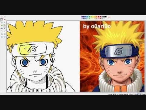 how can I draw naruto on paint انمي ناروتو رسم ناروتو - YouTube