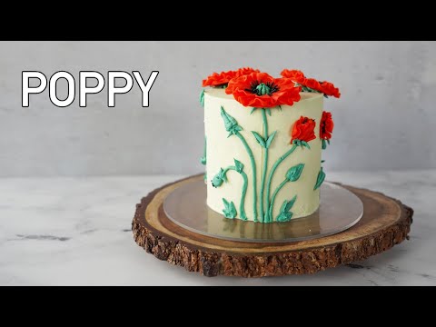 How to make a 3D poppy floral cake  [ Cake Decorating For Beginners ]