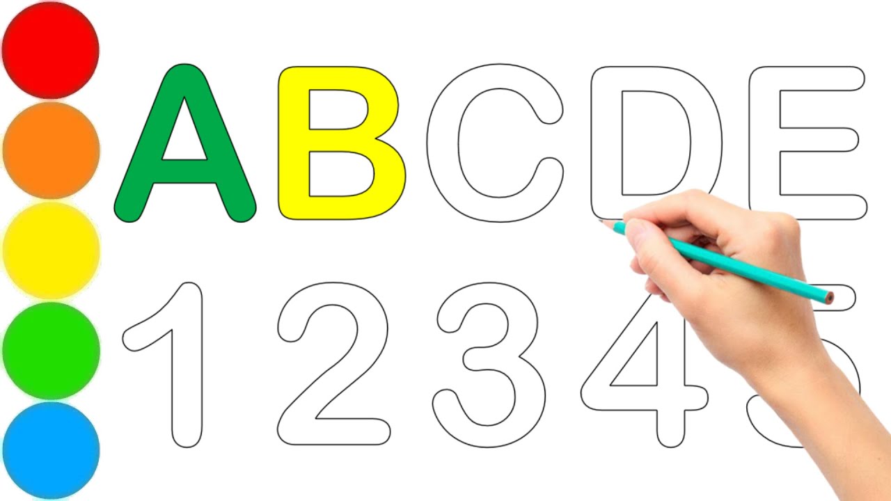 Learn ABCD Alphabets and Numbers Counting 1234 | Learn to Draw ABCDE ...