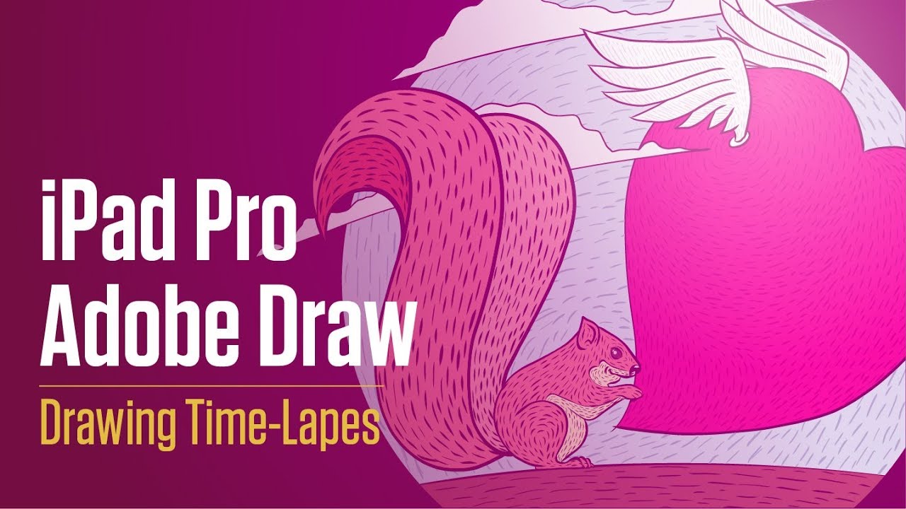 illustration of cute squirrel with iPad Pro and Adobe Draw - YouTube