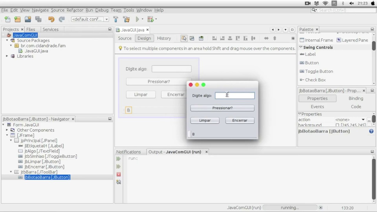 Interface gráfica com NetBeans para Java - YouTube