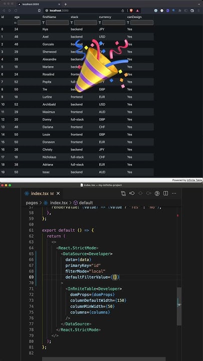 Filtering Data with Infinite Table for React #shorts - YouTube