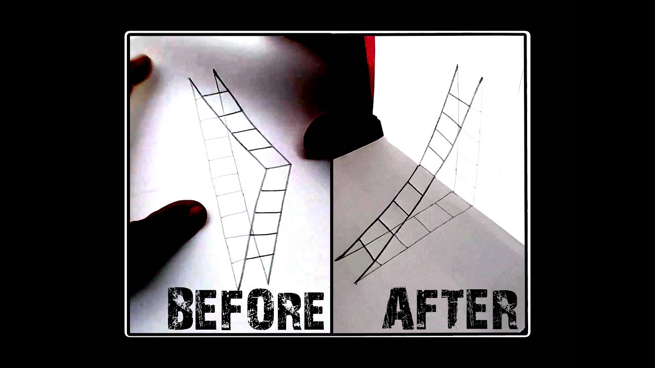 How to Draw a 3D ladder Illusion with Pencil - YouTube