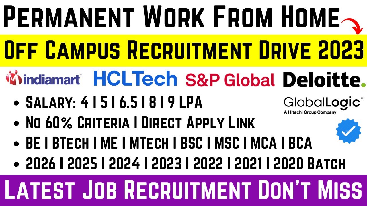 IndiaMART Permanent Work From Home | Deloitte & HCL Hiring | S&P Global ...