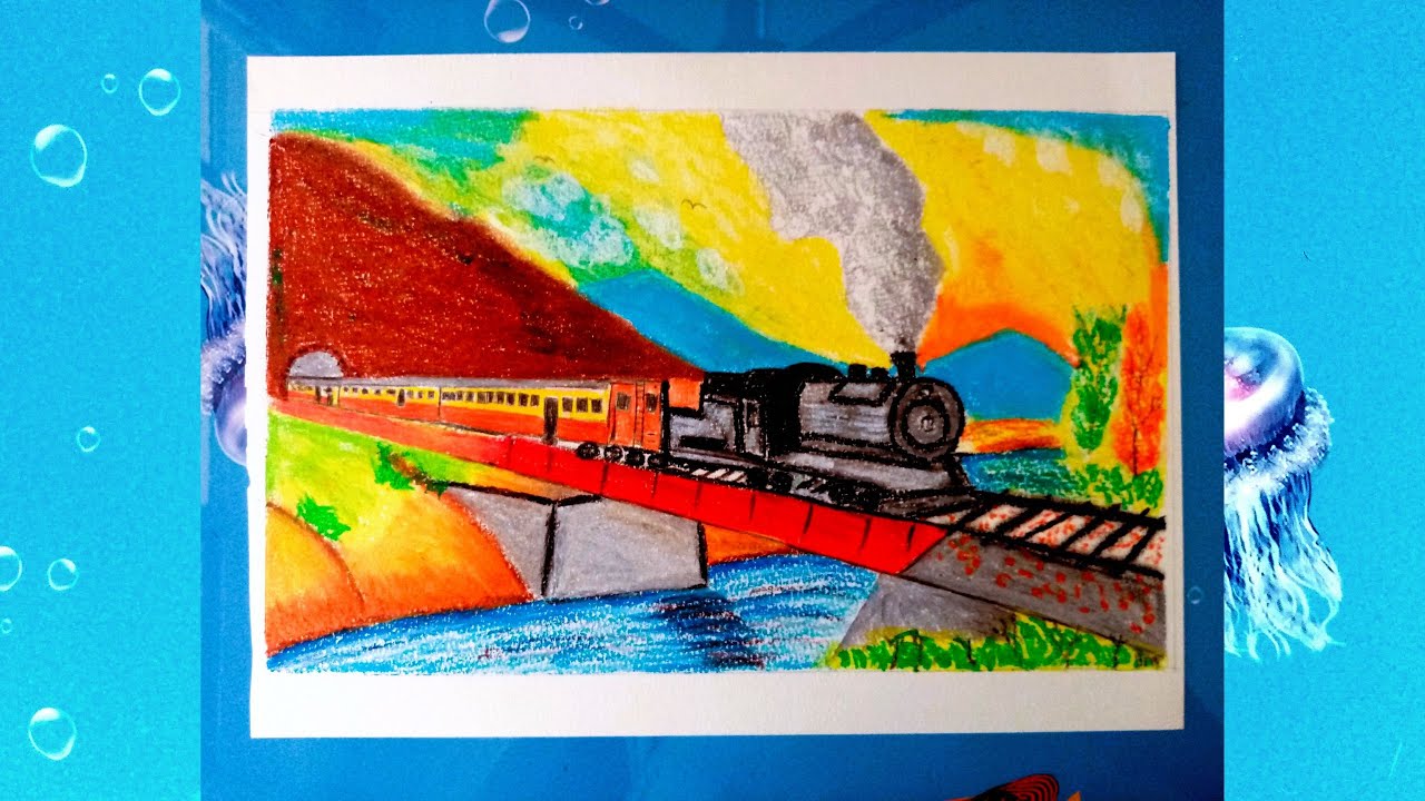 Train Scenery Drawing Using Oil Pastel. - YouTube